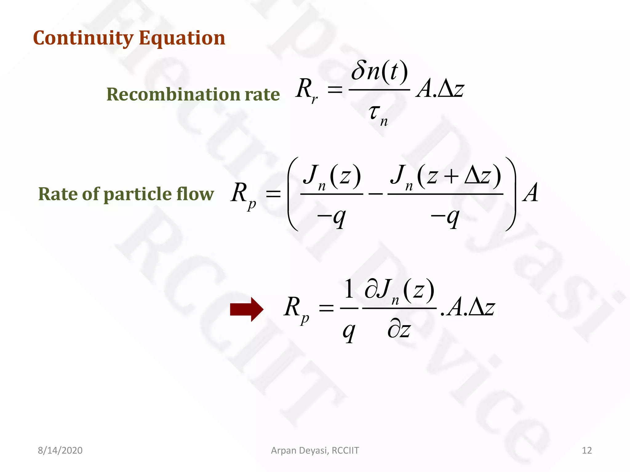 Generation and Recombination related to Carrier Transport | PDF