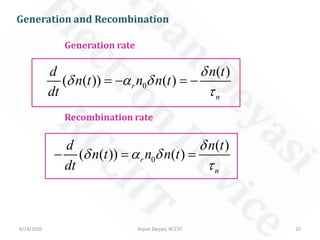 Generation and Recombination related to Carrier Transport | PDF