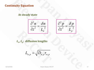 Generation and Recombination related to Carrier Transport | PDF