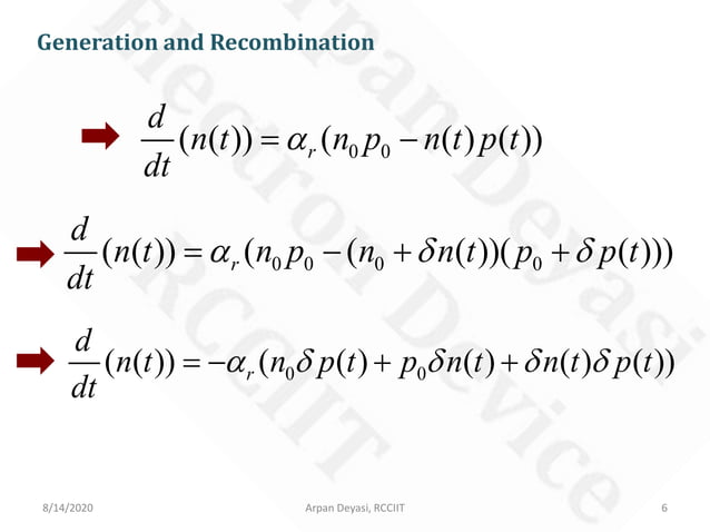 Generation and Recombination related to Carrier Transport | PDF ...