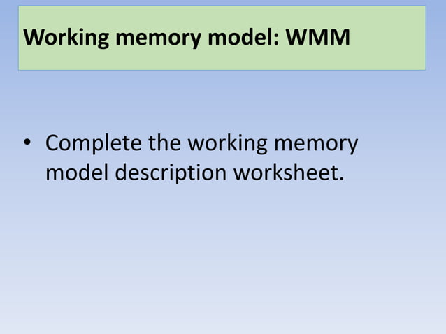 Mod 3 working memory model slides | PPTX