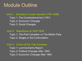 History of Quebec and Canada Module 4 | PPT
