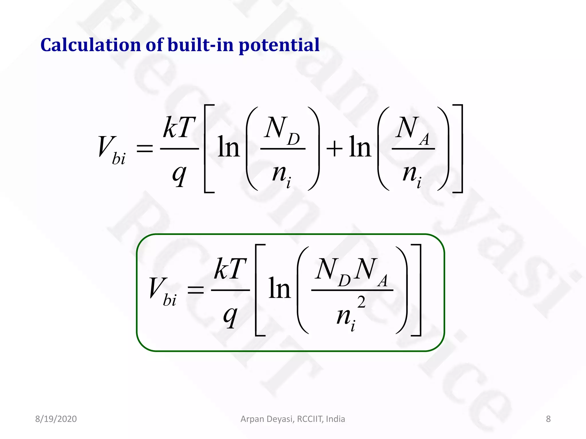 p-n junction: built-in potential and constant Fermi level | PDF