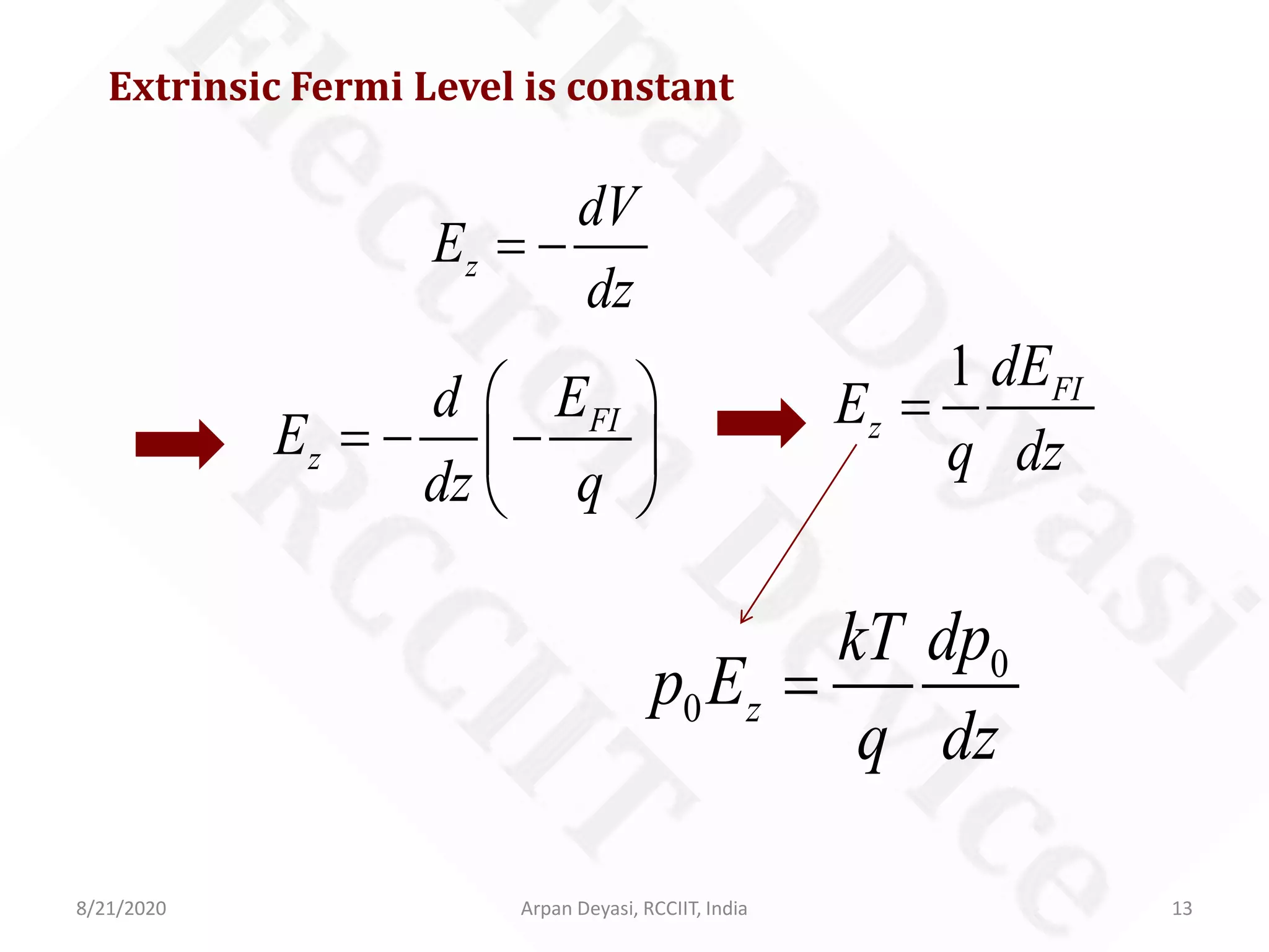 Built-in potential and extrinsic Fermi level in p-n junction diode | PDF