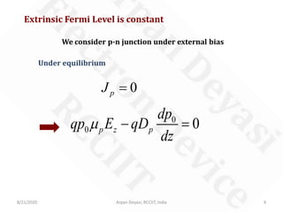 Built-in potential and extrinsic Fermi level in p-n junction diode | PDF