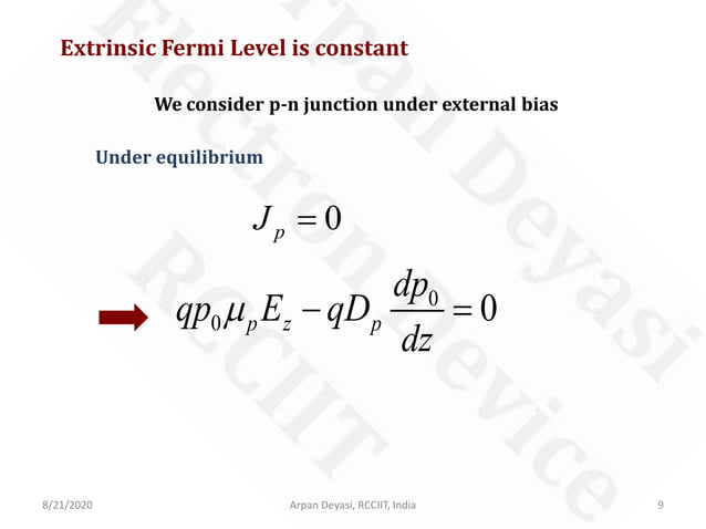 Built-in potential and extrinsic Fermi level in p-n junction diode ...