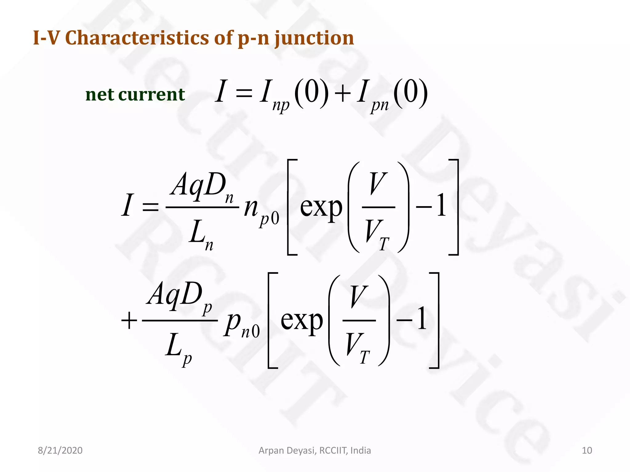 I-V characteristics of p-n junction diode | PDF