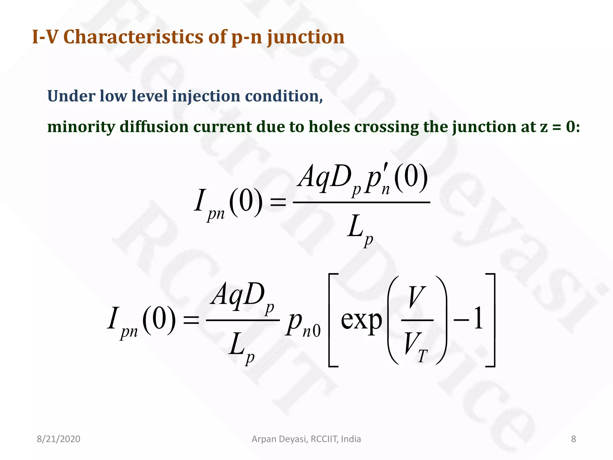 I-V characteristics of p-n junction diode | PDF