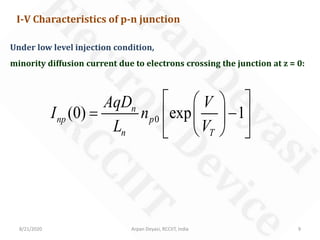 I-V characteristics of p-n junction diode | PDF