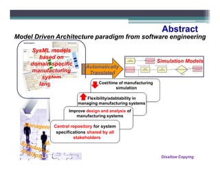 SysML to Discrete-event Simulation to Analyze Electronic Assembly Systems | PPT