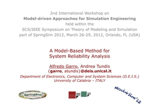 A Model-Based Method for System Reliability Analysis | PDF