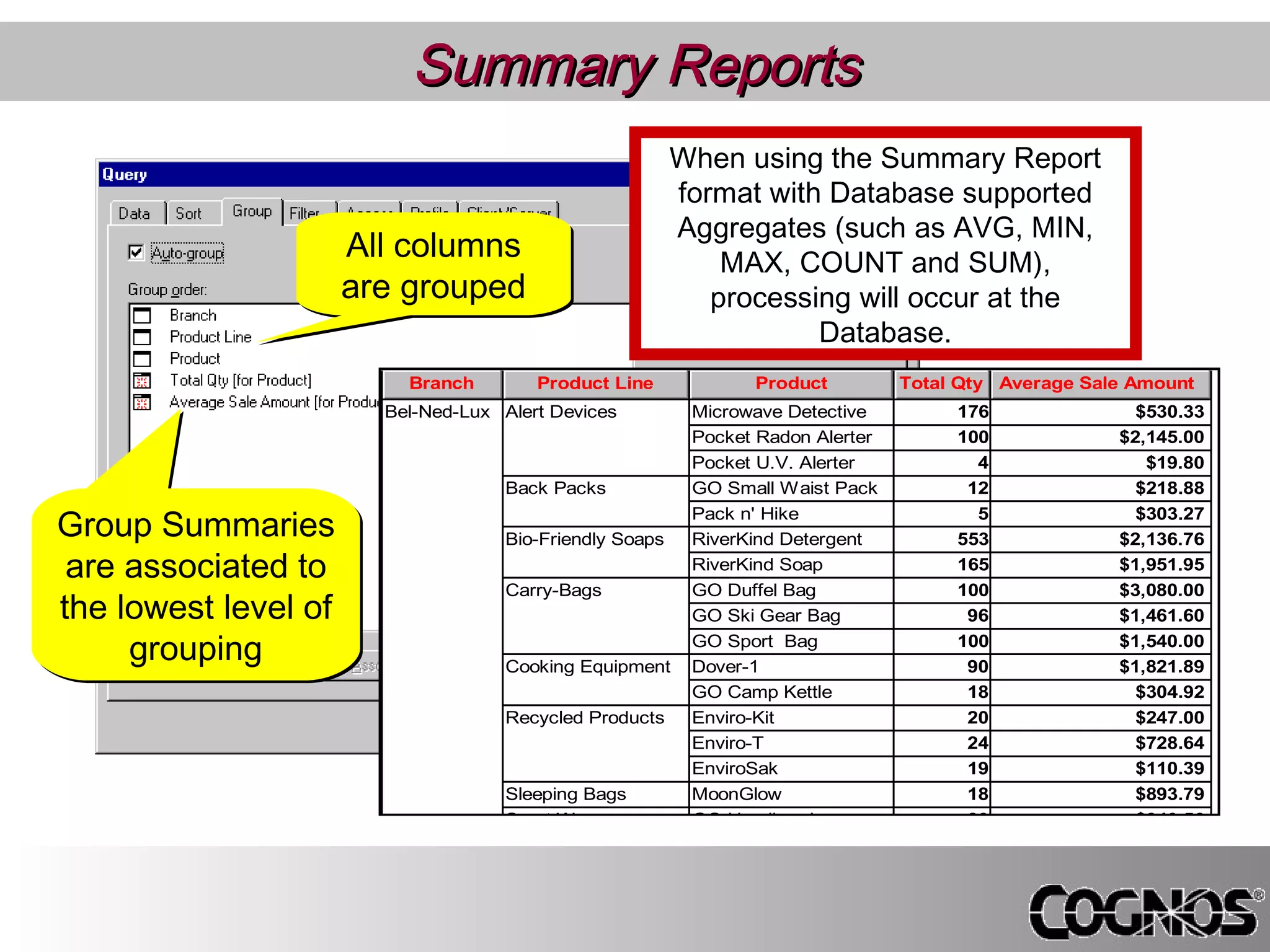 Cognos Module 4 summarizing data | PPT