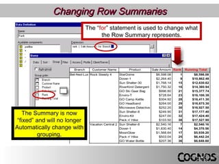 Cognos Module 4 summarizing data | PPT