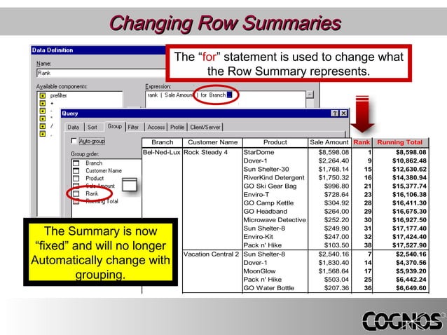 Cognos Module 4 summarizing data | PPT