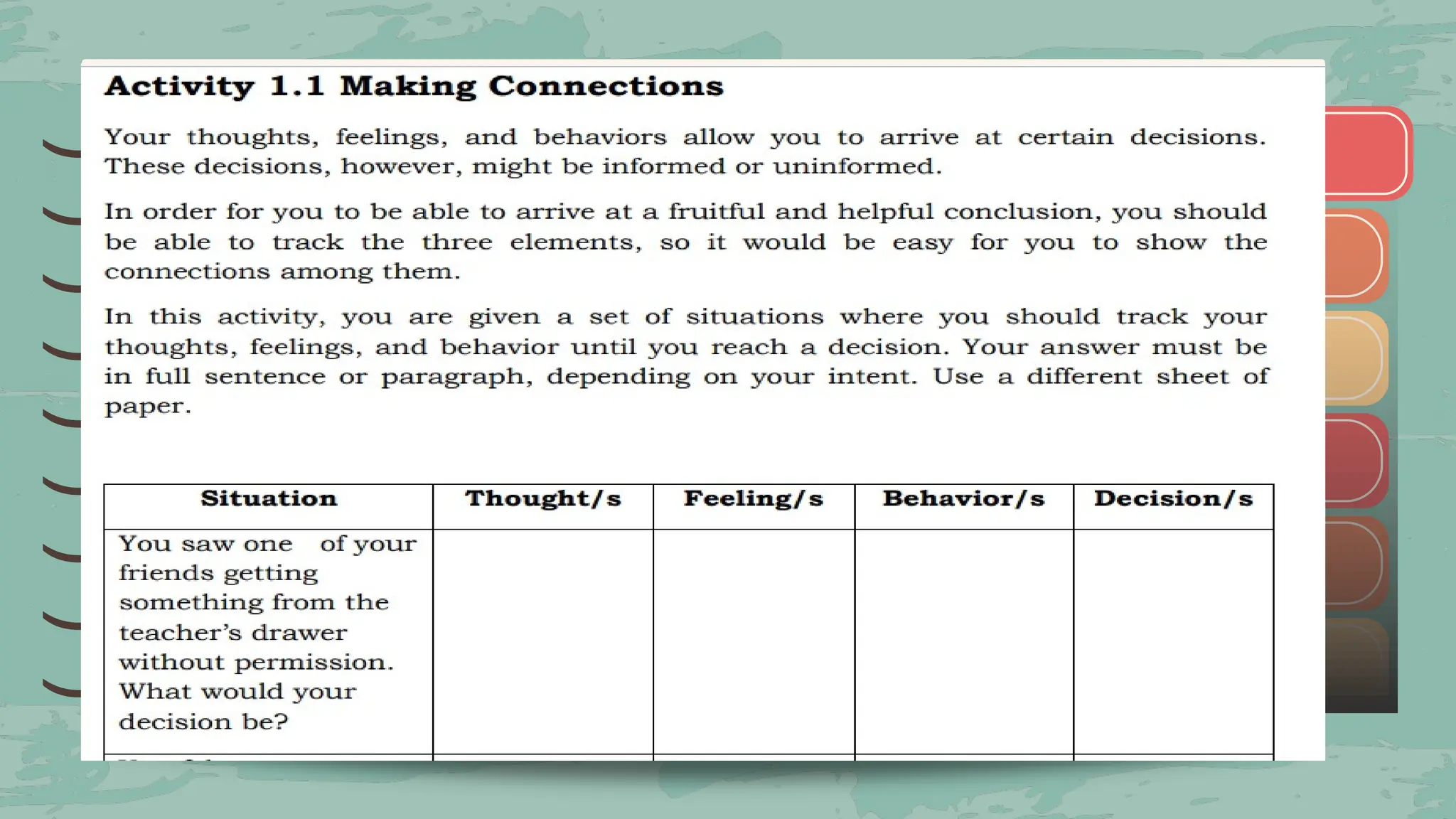 MOD4 Thoughts, Feelings, and Behaviors in Actual Life Situations.pptx