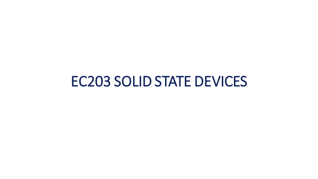 solid state electronics ktu module 5 slides | PDF
