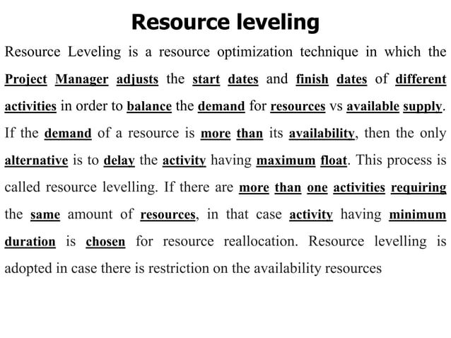 Module :-5 project scheduling and resource levelling | PPT