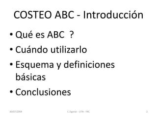 Costeo ABC - Una introducción al tema | PPTX