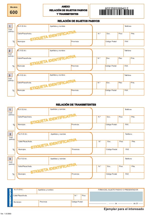 Sujeto Pasivo Modelo 600 Prestamo - dinero inmediato en merida
