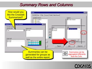 Cognos report Mod 6 advanced reporting | PPT