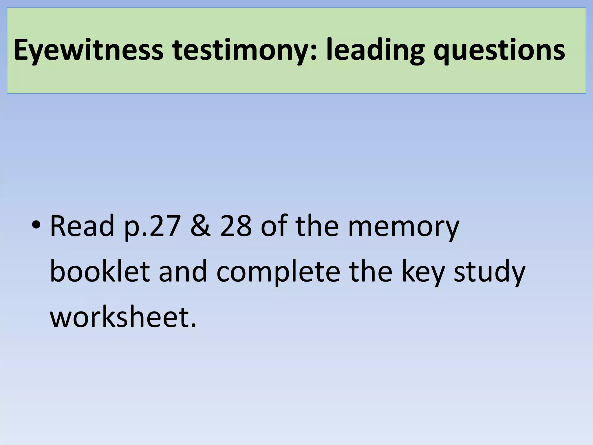 Mod 6 eyewitness testimony | PPTX