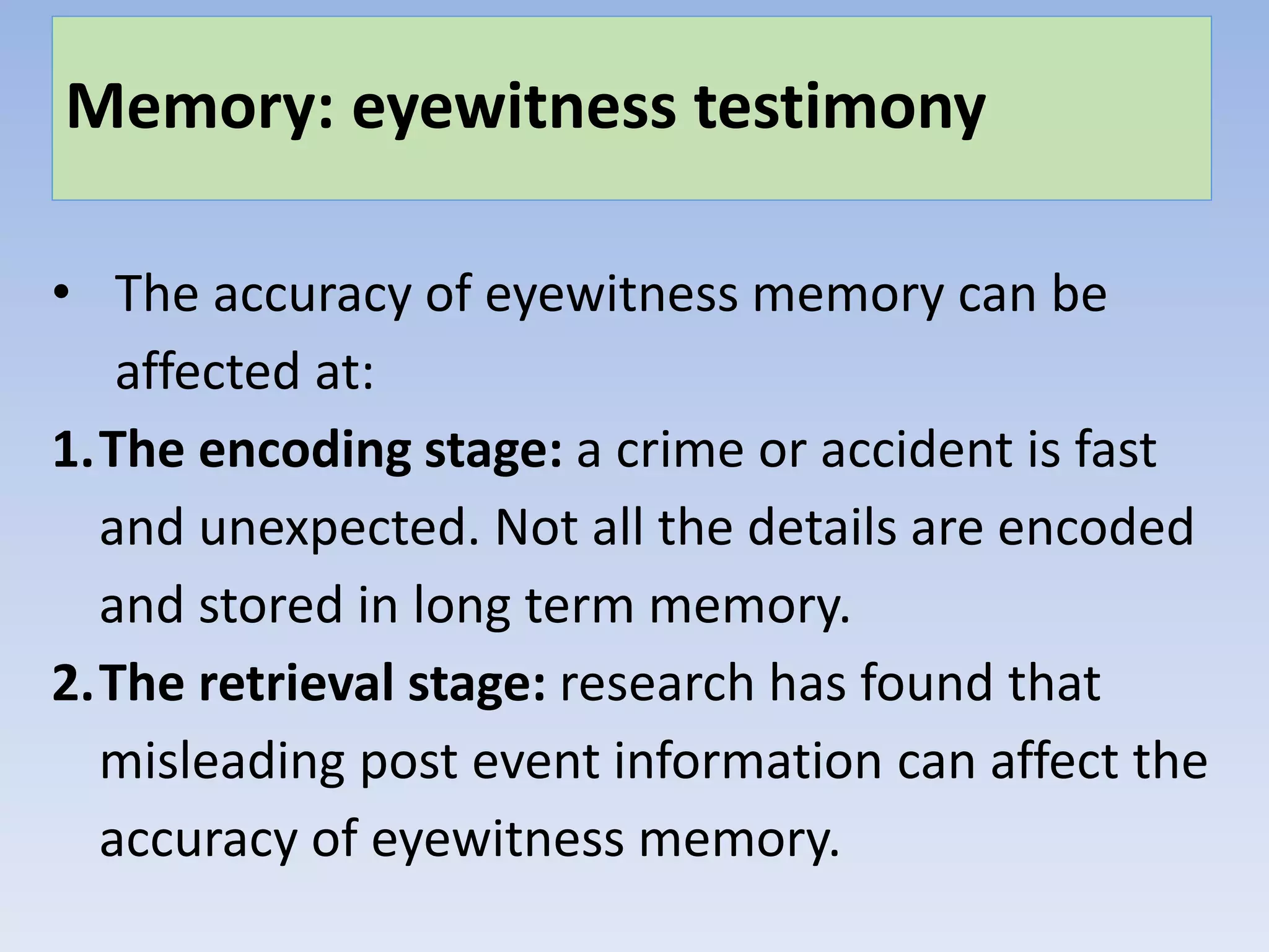 Mod 6 eyewitness testimony | PPTX