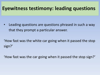 Mod 6 eyewitness testimony | PPTX