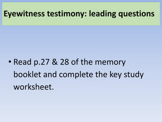 Mod 6 eyewitness testimony | PPTX