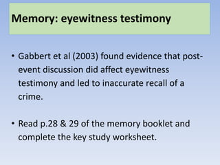 Mod 6 eyewitness testimony | PPTX