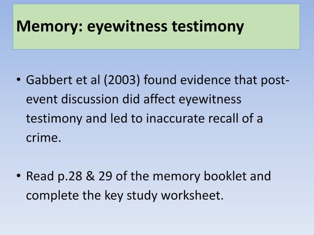 Mod 6 eyewitness testimony | PPTX | Law