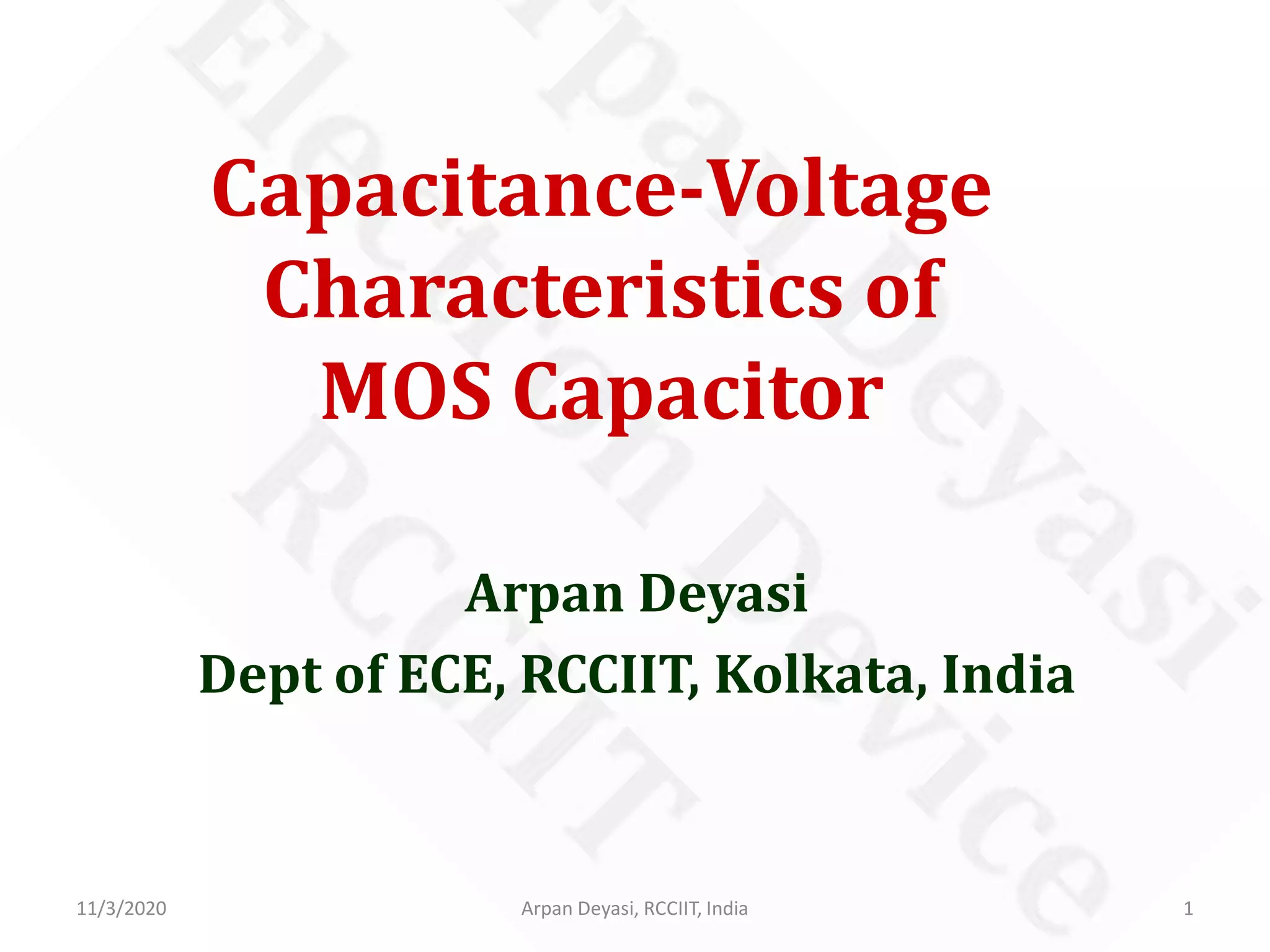 C-V characteristics of MOS Capacitor | PDF