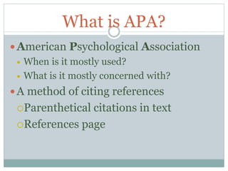 RESEARCH MOD 7a -APA CITATION METHODS.ppt