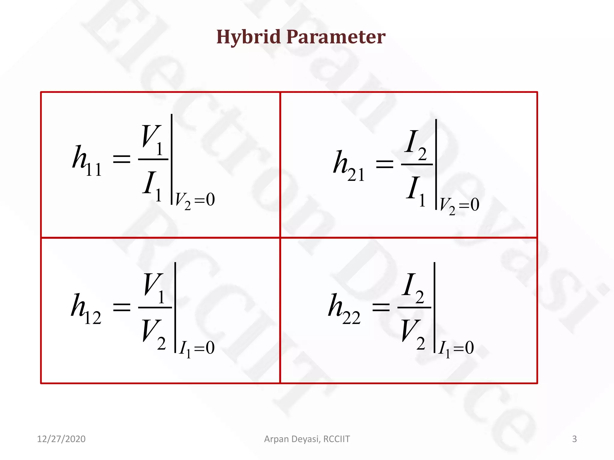 Hybrid Parameter in BJT | PDF