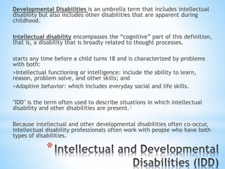 General guidelines for intellectual and developmental disabilities | PPTX