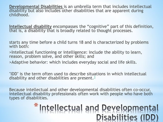 General guidelines for intellectual and developmental disabilities | PPT