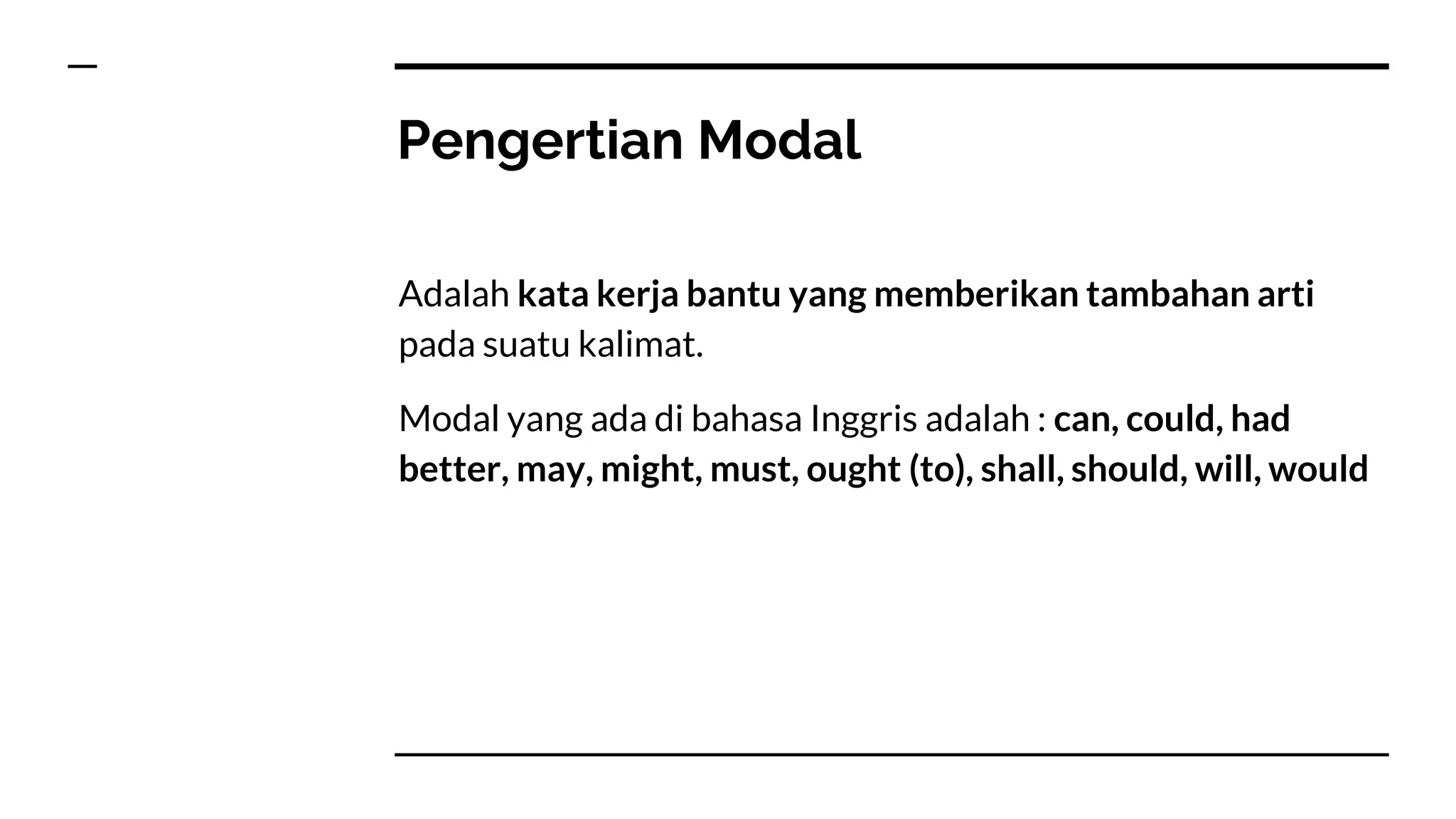 Modal Dalam Bahasa Inggris | PPTX