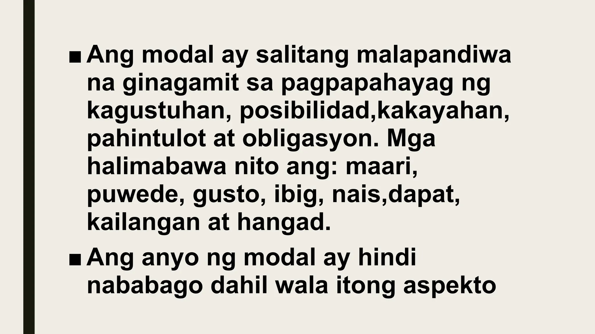 Modal aralin sa Filipino 9.................. | PPTX