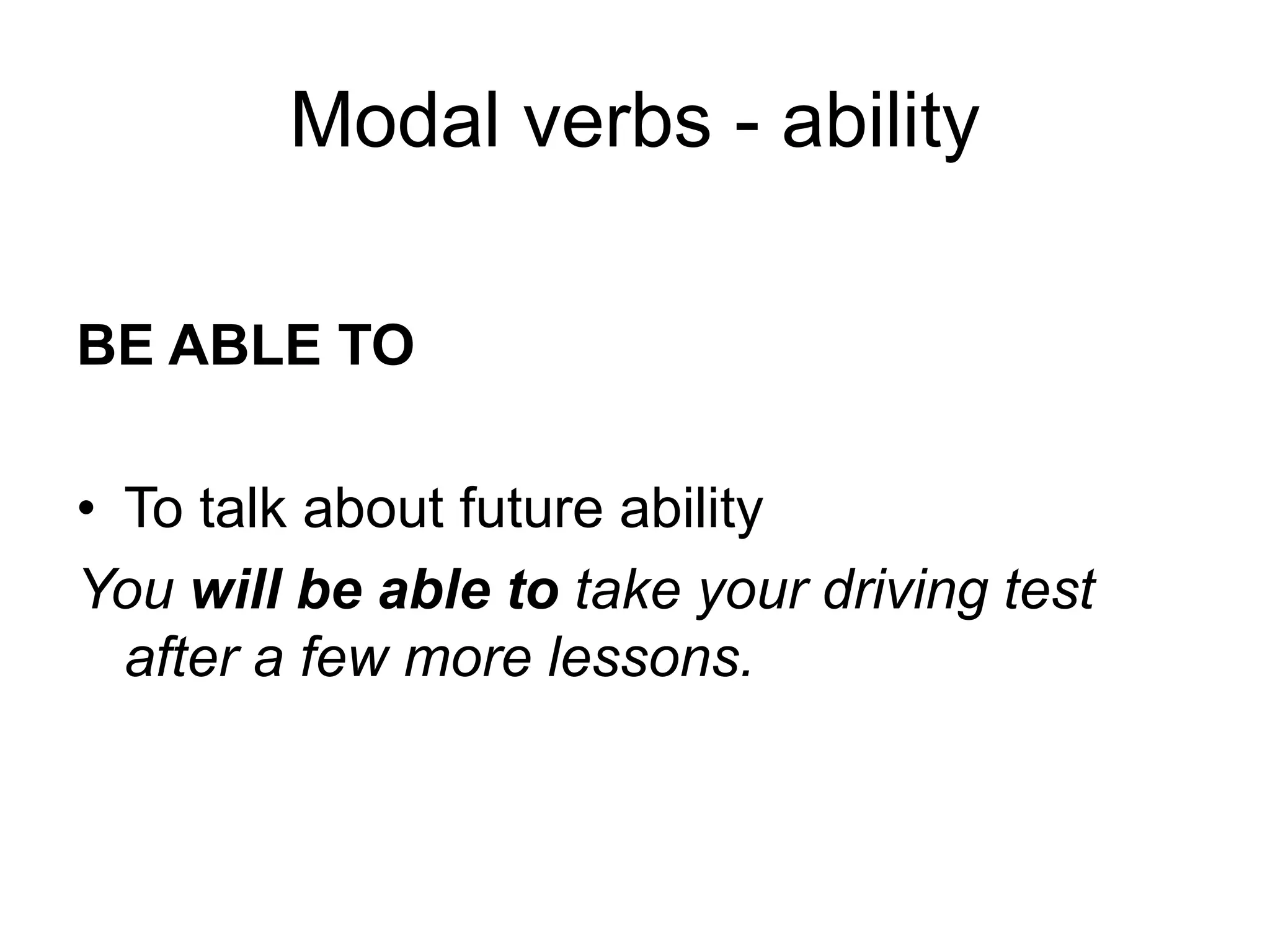 Modal Verbs - Can Could Be Able To - Powerpoint Presentation | PPT