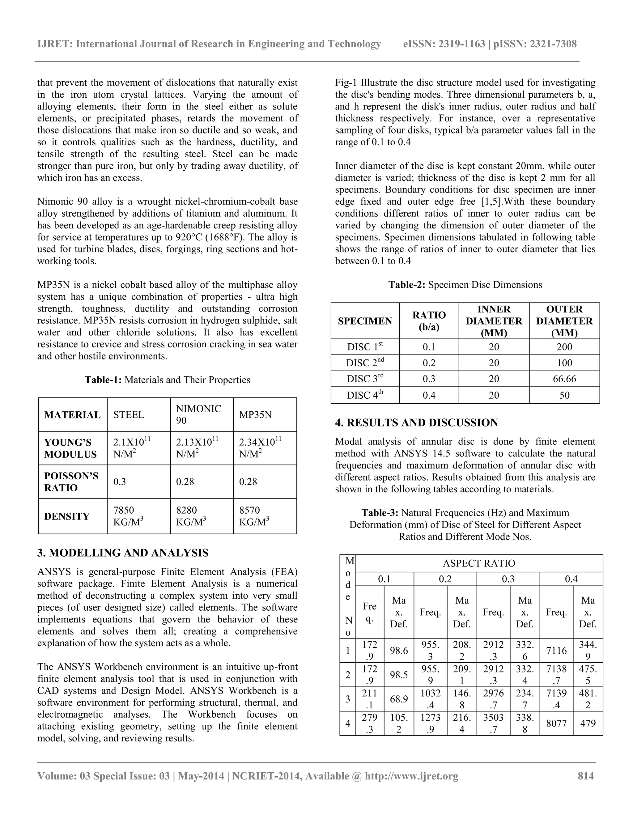 Modal analysis of annular disc | PDF