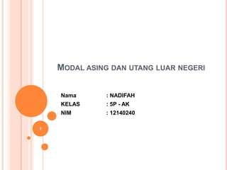 Modal asing dan utang luar negeri | PPTX