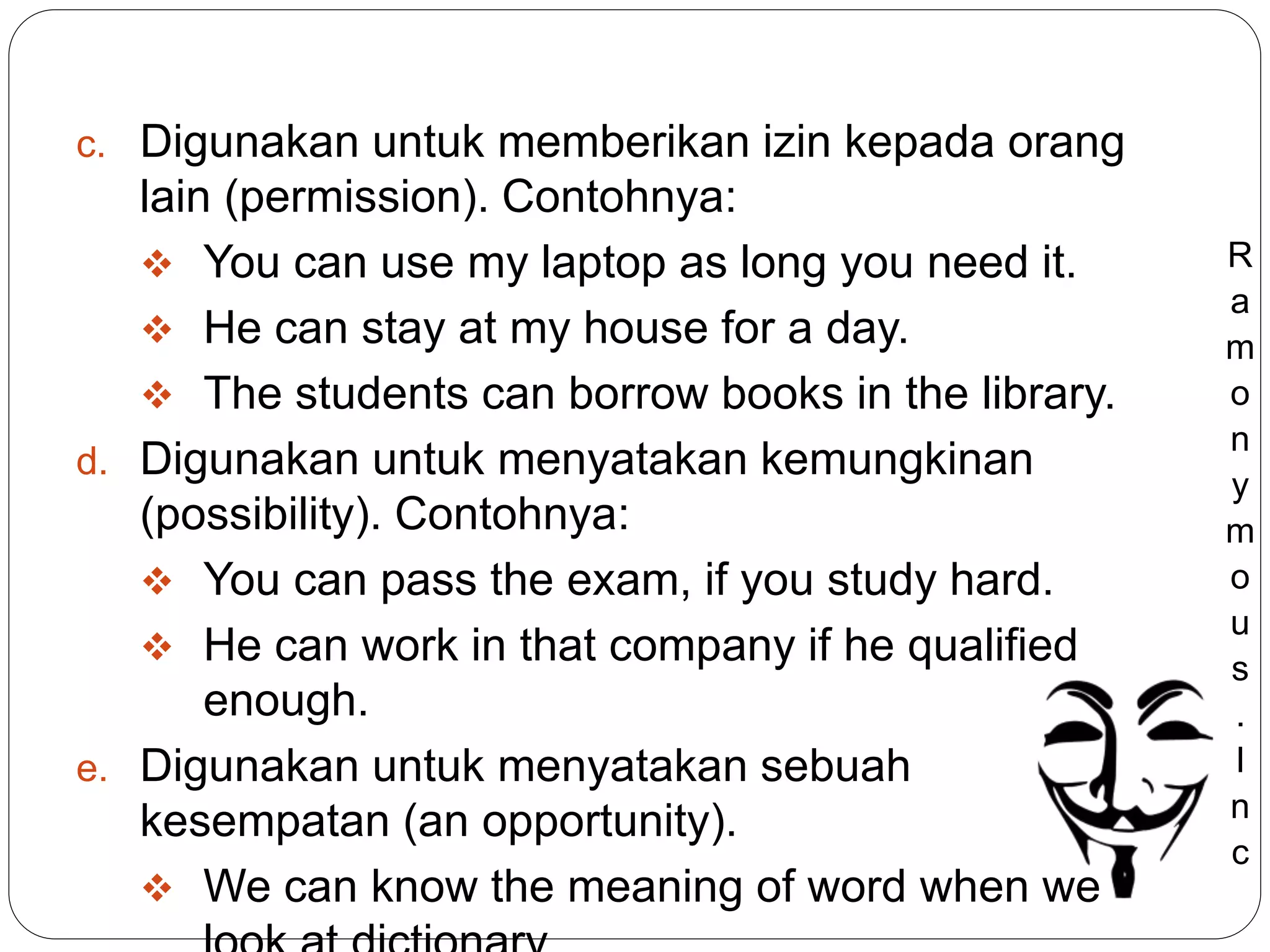 Pengertian, Fungsi dan Contoh Kalimat Modal Auxiliary Verbs | PPTX