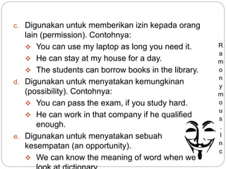 Pengertian, Fungsi dan Contoh Kalimat Modal Auxiliary Verbs | PPTX