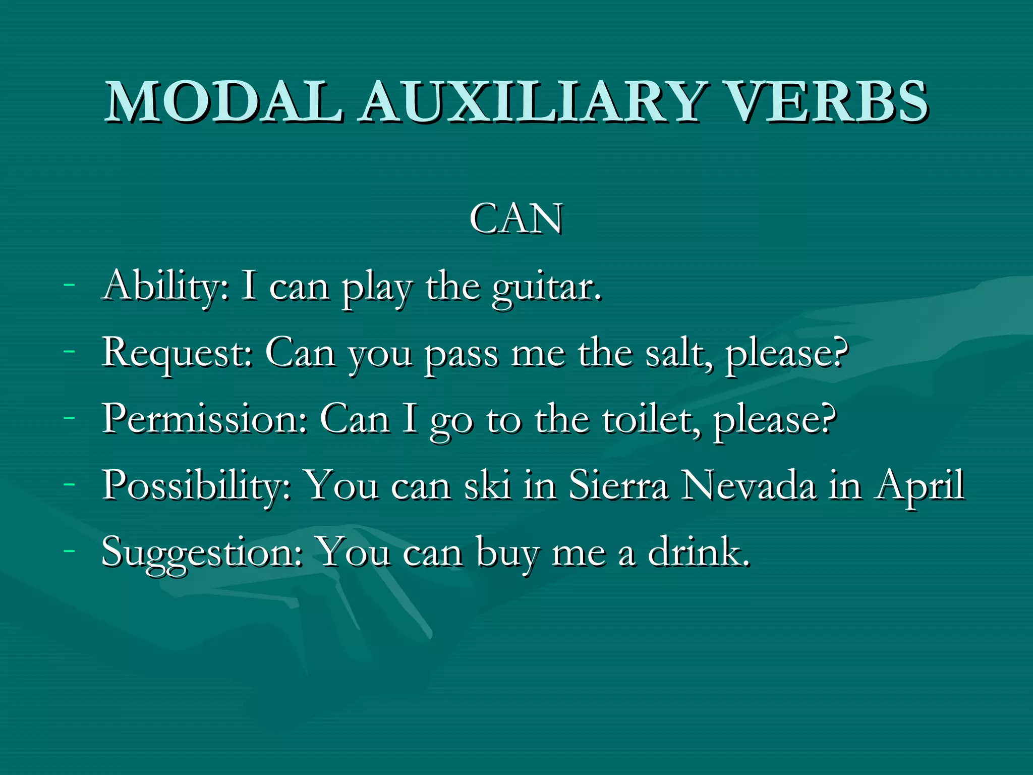 Modal auxiliary verbs | PPT