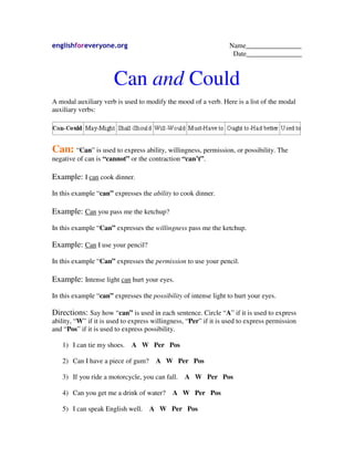The difference between can and could | PDF