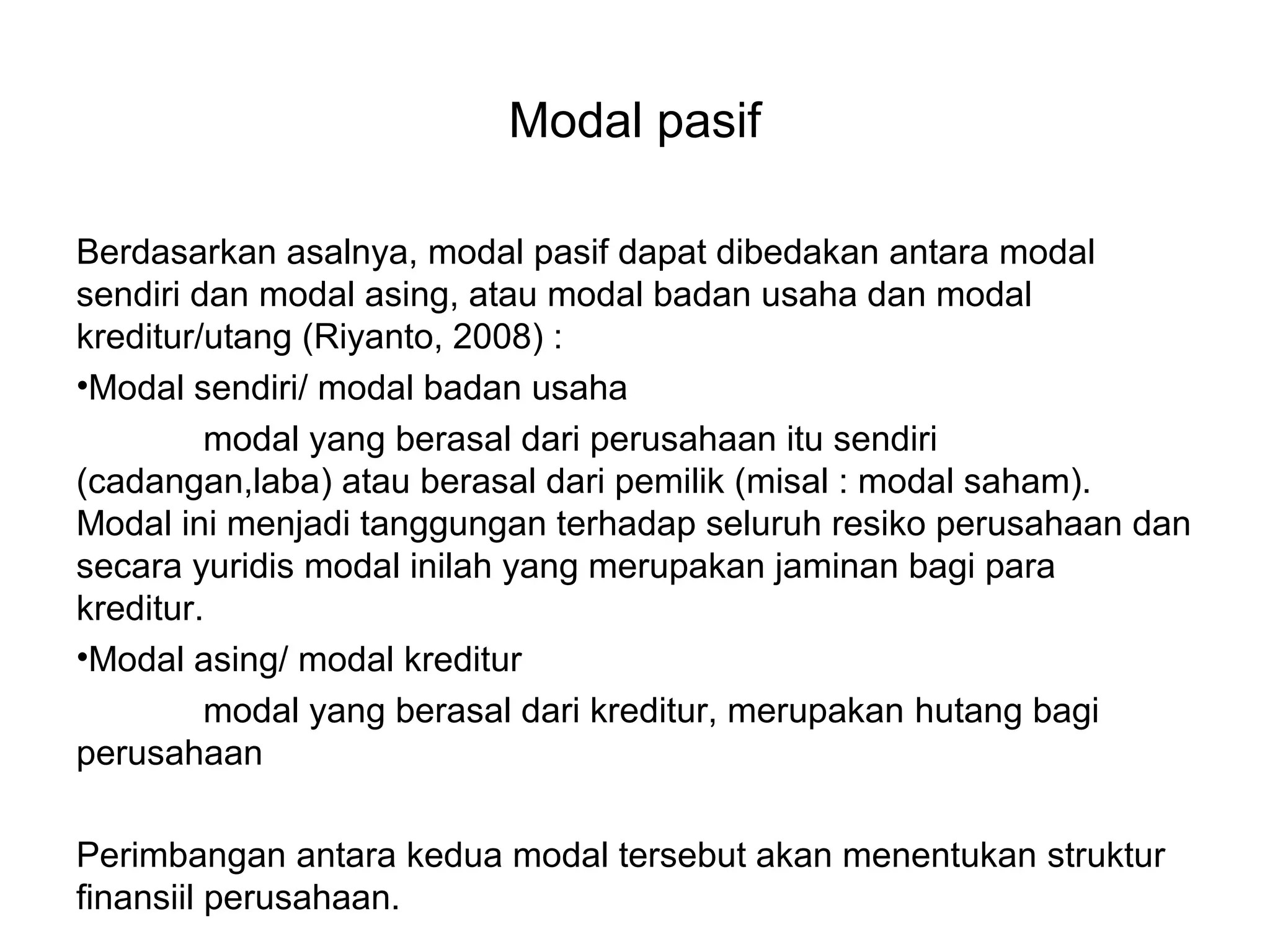 Modal dalam perusahaan | PPT