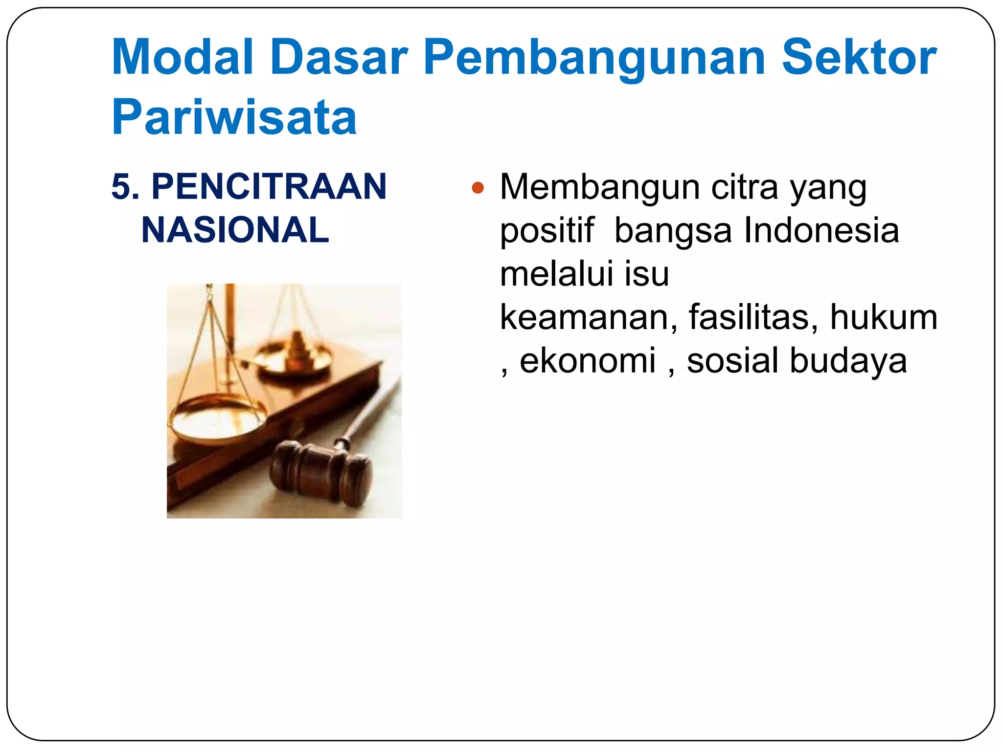 Modal dasar pembangunan sektor pariwisata | PPTX
