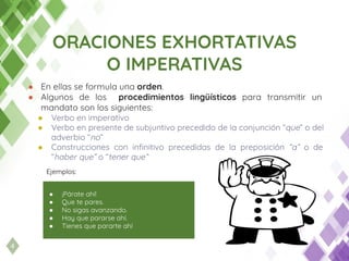 Modalidades oracionales. Clases de oraciones según la actitud del ...