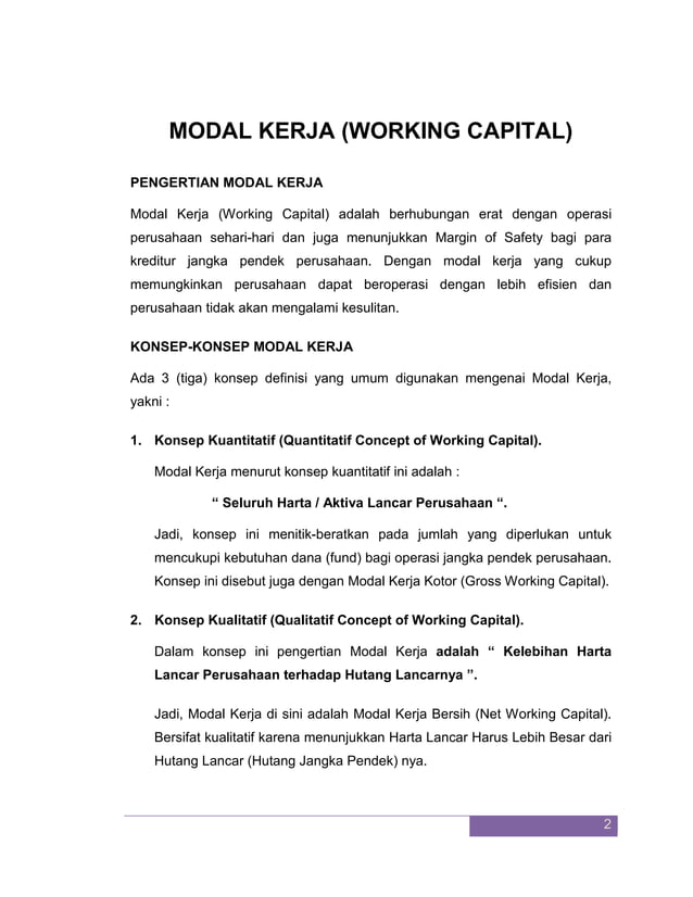 Modal Kerja (Working Capital) | PDF