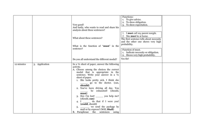 Lesson Plan on Modals | PDF