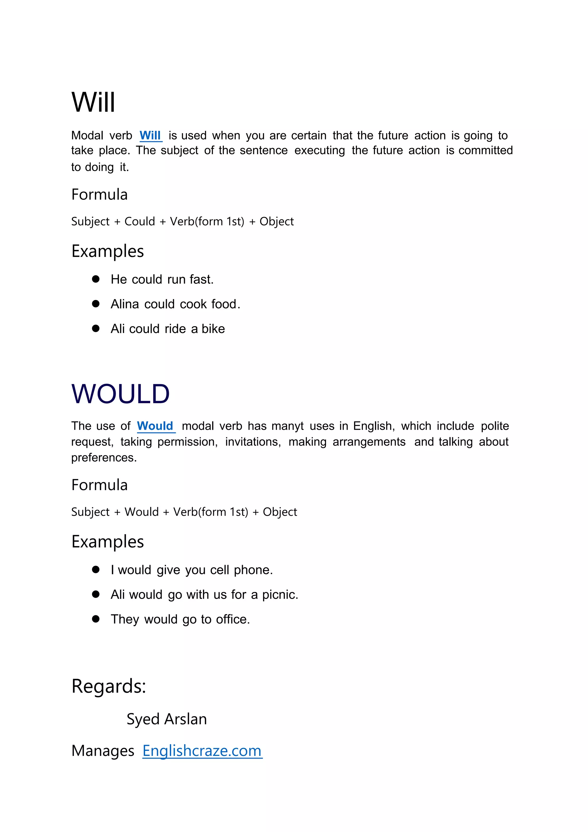 Modal Verbs or Modal auxiliary verbs | PDF